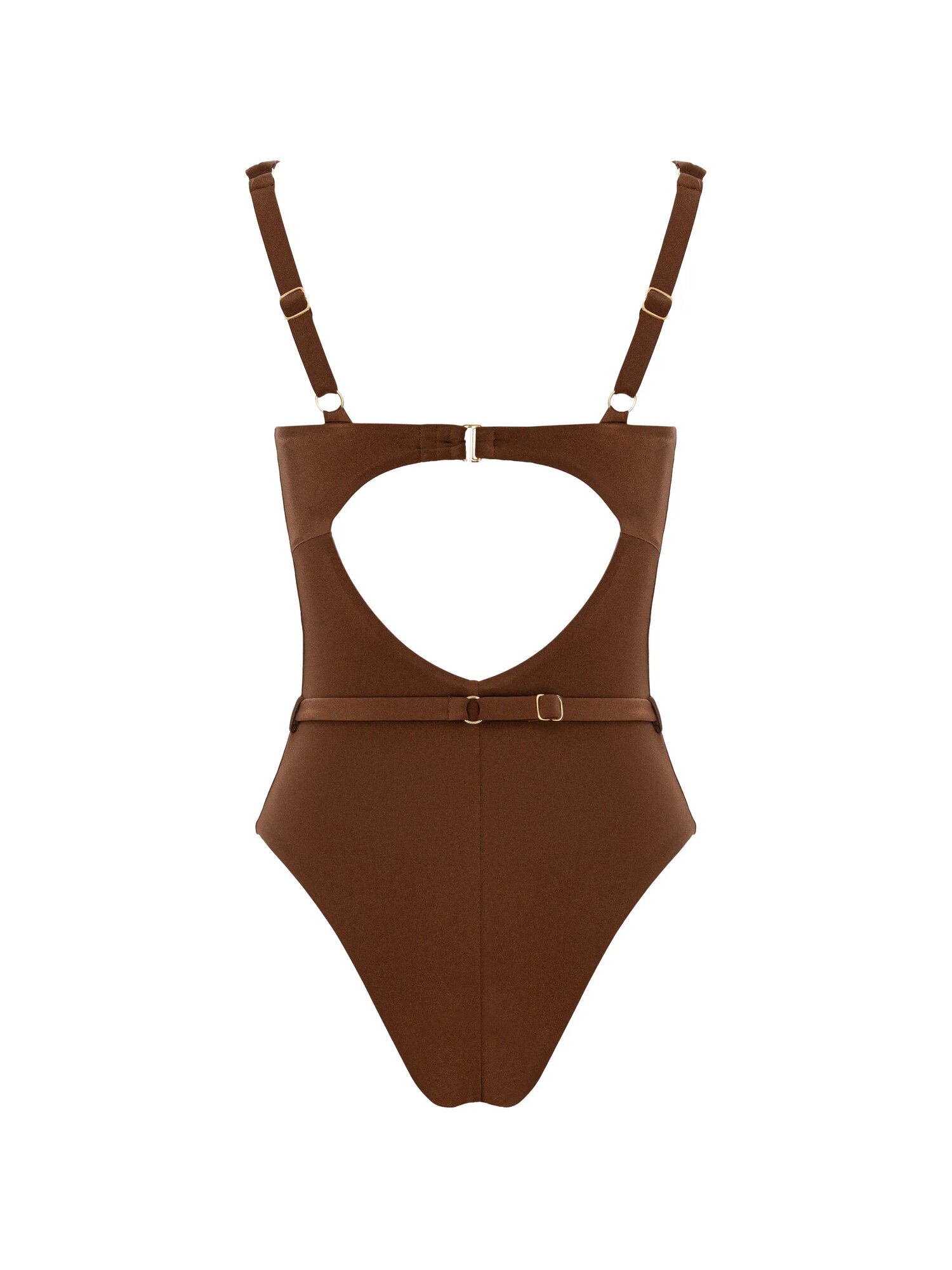 Купальник NOIRE SWIMWEAR Seashell-belt swimsuit, размер S, коричневый — фото 1