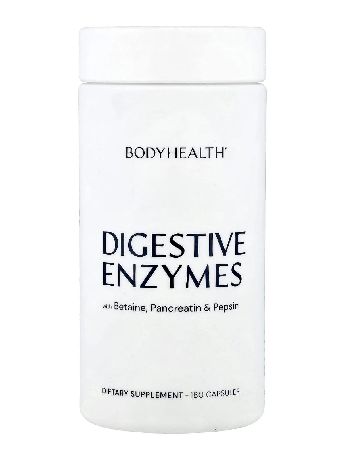 Ферменты для пищеварения, Бетаин, Панкреатин, Пепсин, Digestive Enzyme, BodyHealth, 180 капсул