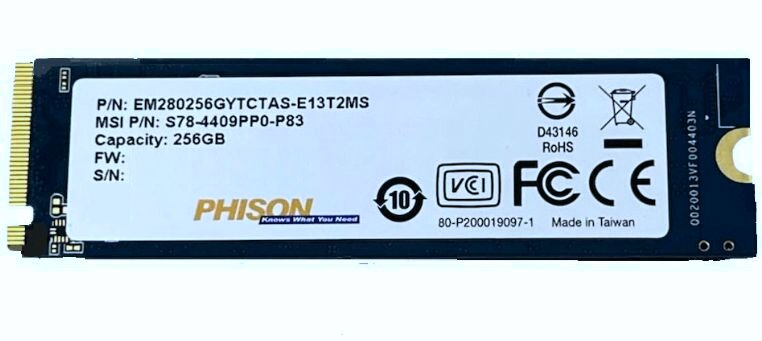 Твердотельный накопитель 256GB M.2 NVMe PHISON EM280256GYTCTAS-E13T2MS