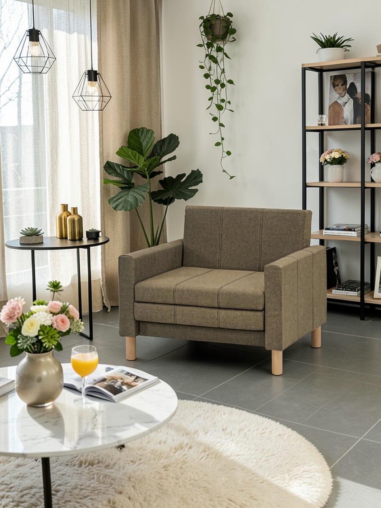 Кресло-кровать Уют Лайт Strong 04 NEW 91x76x81 см, коричневый Рогожка, выкатной GOODFORM