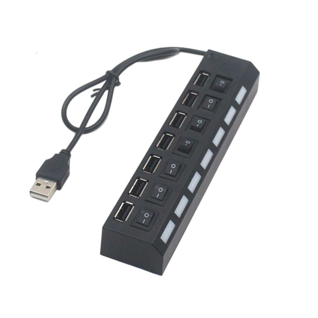 USB 2.0 хаб на 7 портов с индивидуальными выключателями, Черный