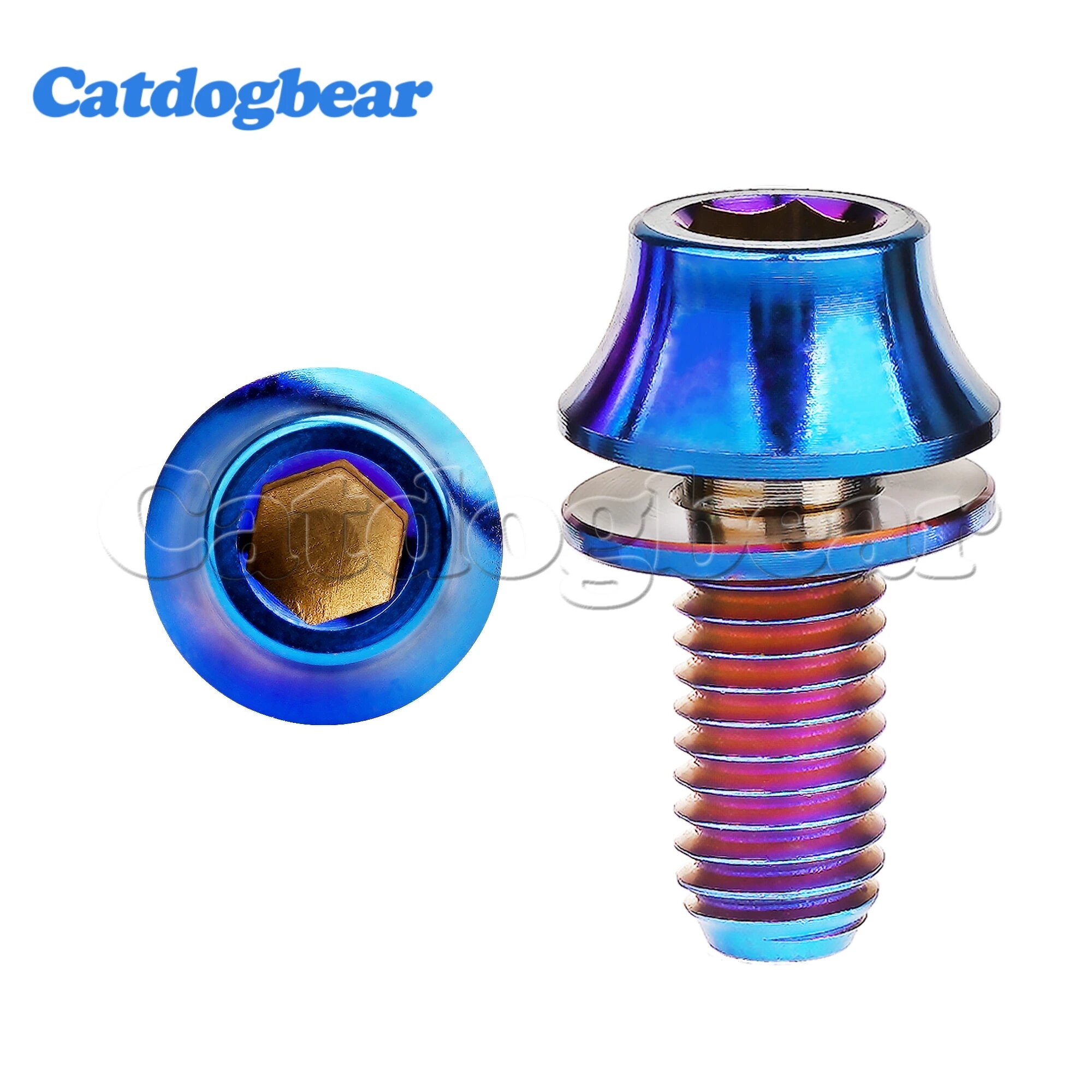 Титановый болт CATDOGBEAR M5x12 мм Burn Blue для велосипеда