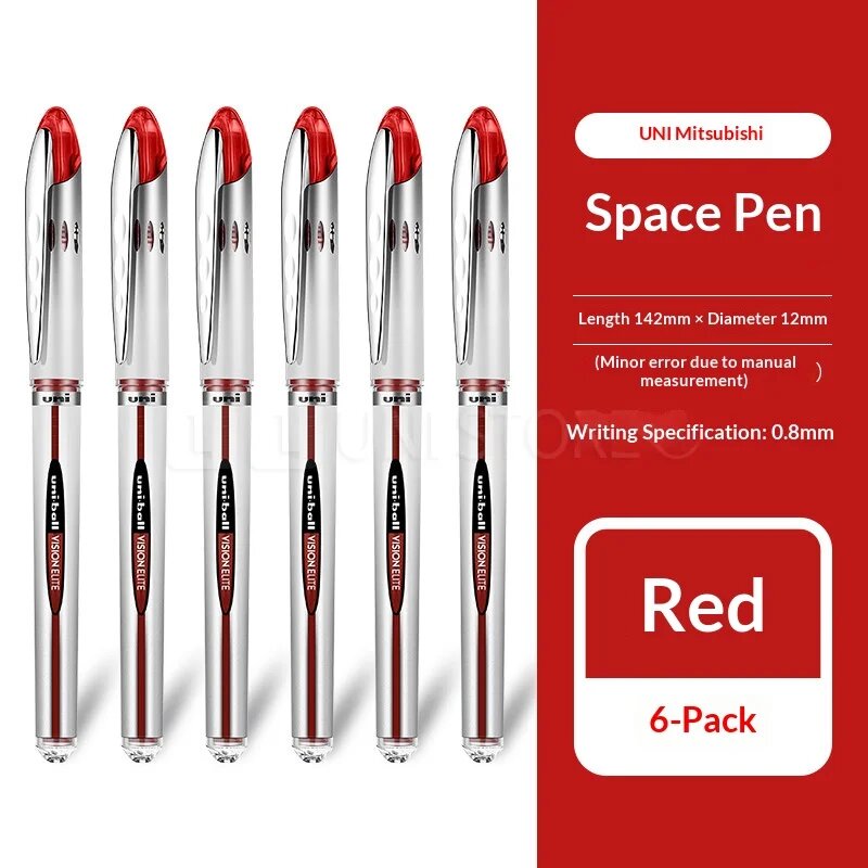 Ручки гелевые Uni Mitsubishi Space Pen, 6 шт, Красный