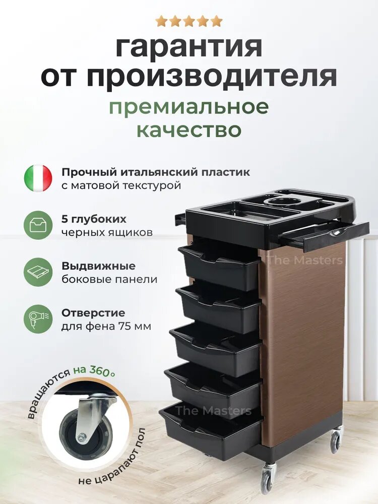 Тележка парикмахерская, косметологическая 5 ящиков