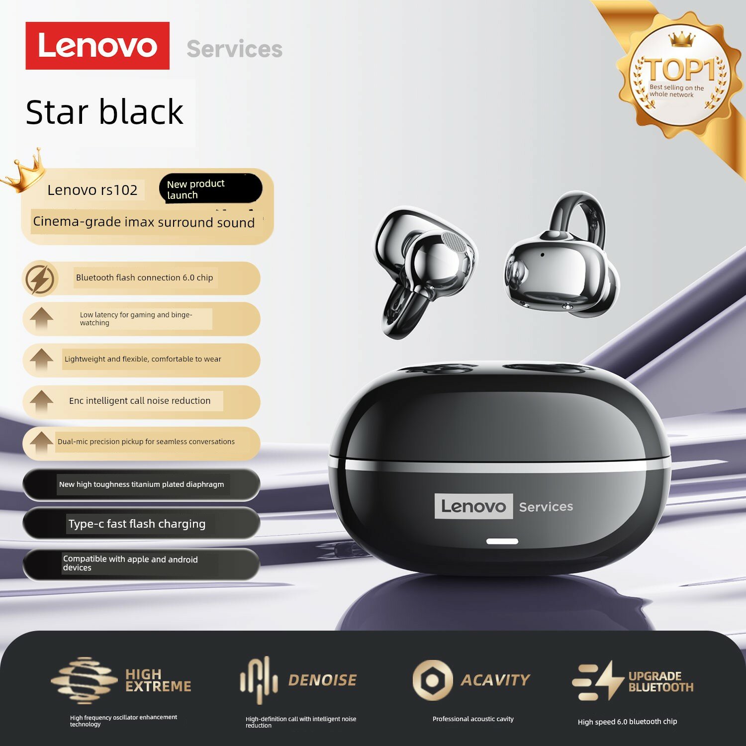LENOVO Костная проводимость Bluetooth наушники 2026 спортивные беговые высококачественная шумоподавление беспроводные