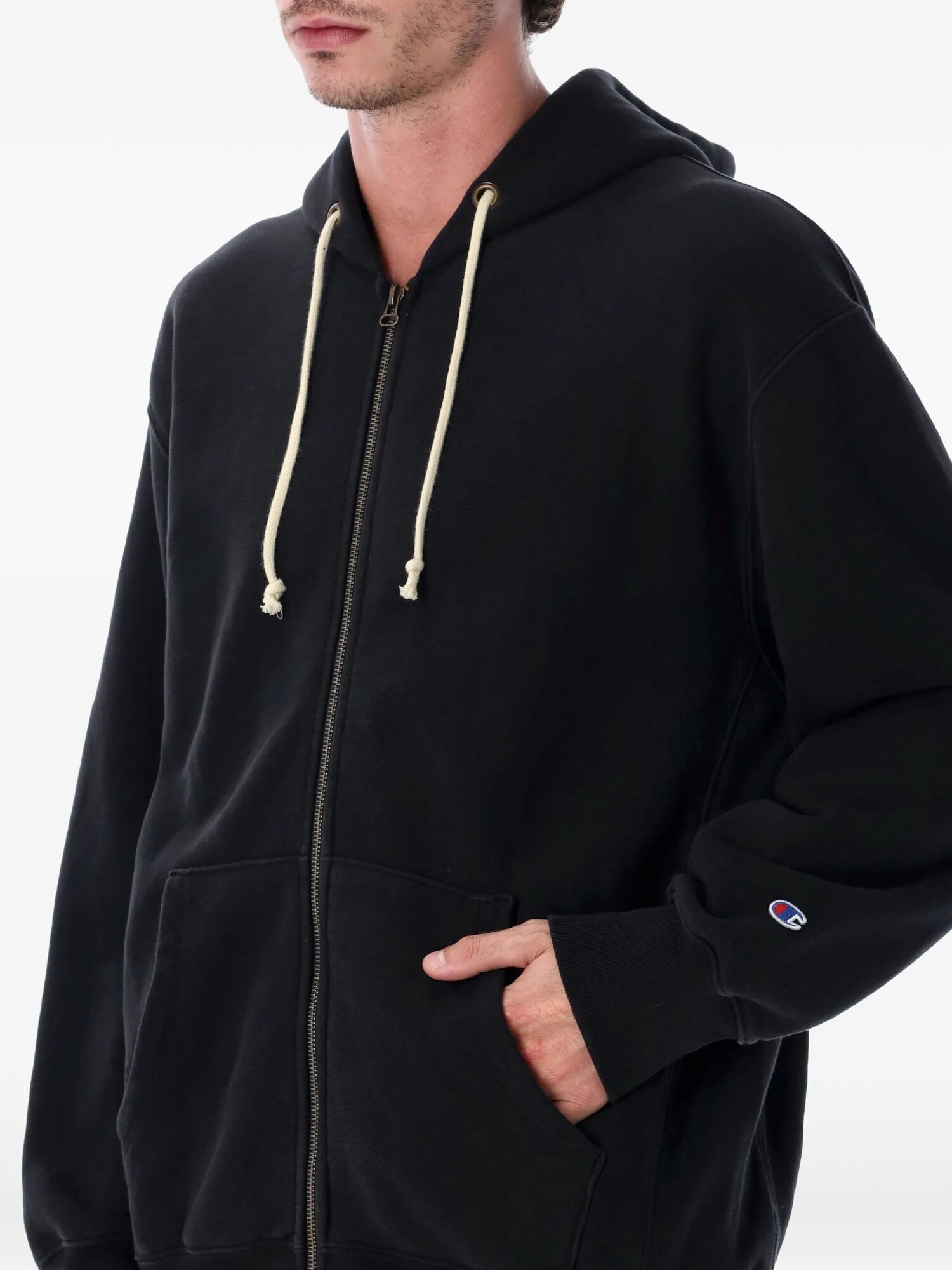 Худи Champion Zip-up logo-patch hoodie, размер 46 — фото 1