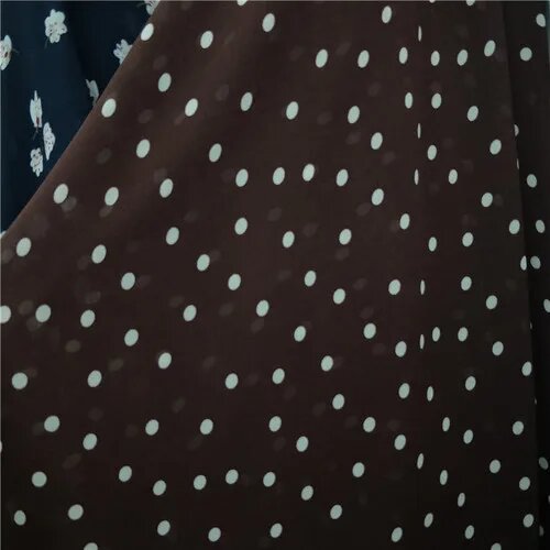 Шифон полиэстеровый с принтом горошек, цвет: Deep white dot
