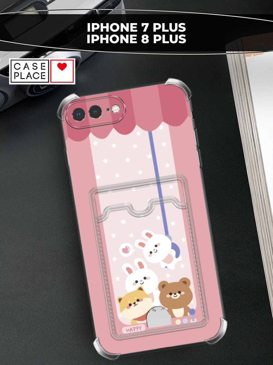 Чехол на Apple iPhone 7 Plus/8 Plus (Айфон 7 Плюс/8 Плюс) с картой и принтом Crane game