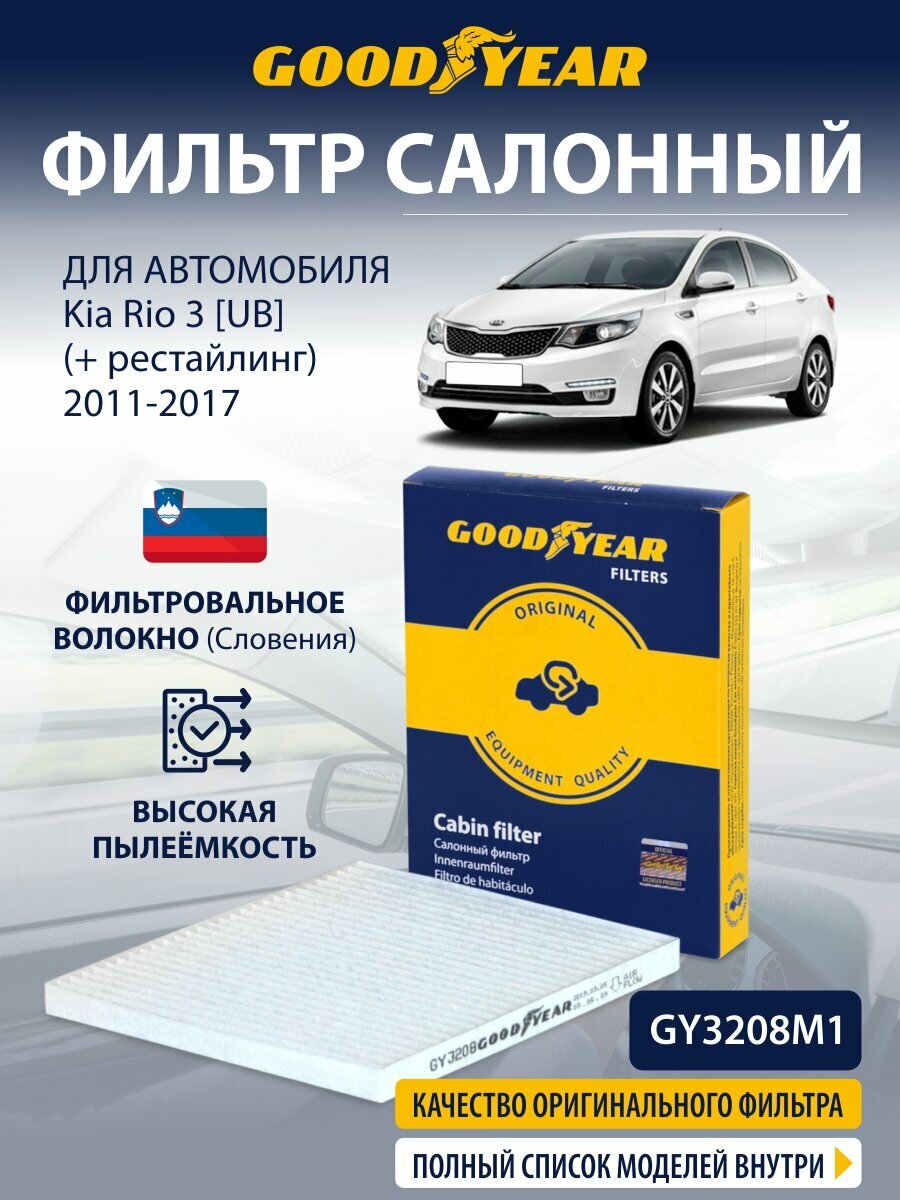 Фильтр салонный автомобильный для KIA Rio 3 (Кия Рио 3 1.4 1.6) 2011-2017