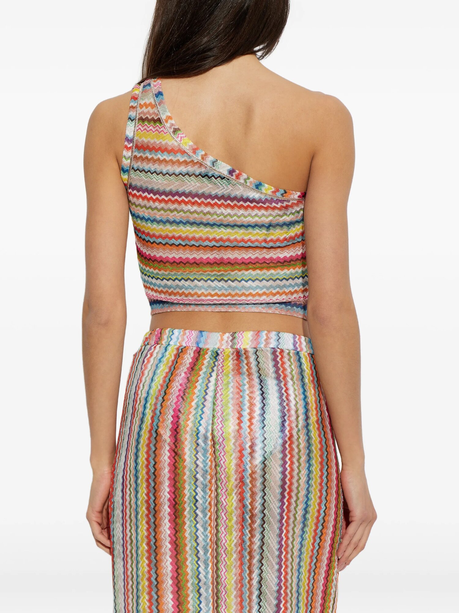 Топ Missoni Zigzag-knit one-shoulder top, размер 38, синий — фото 1