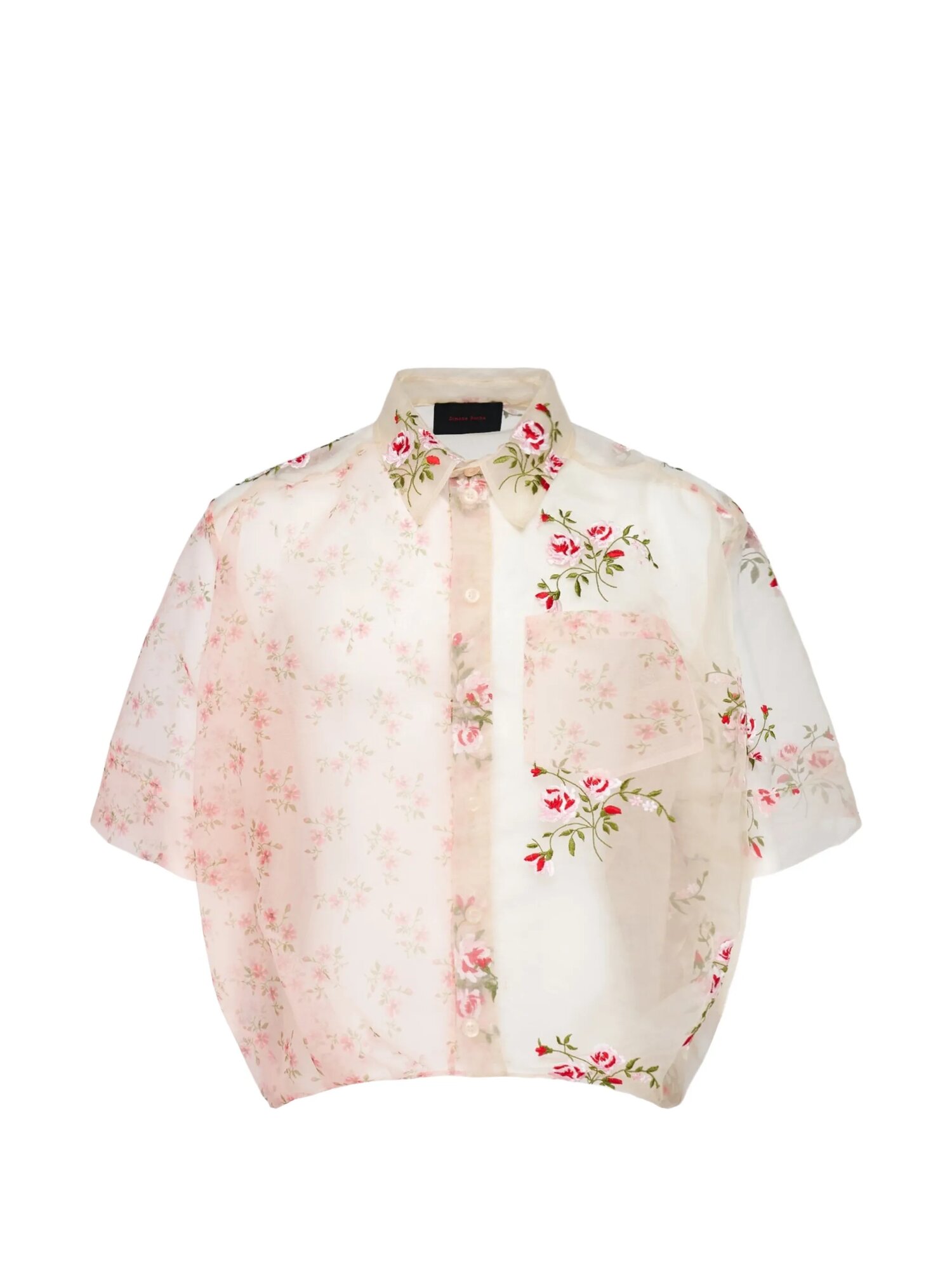 Рубашка Floral-embroidered sheer shirt