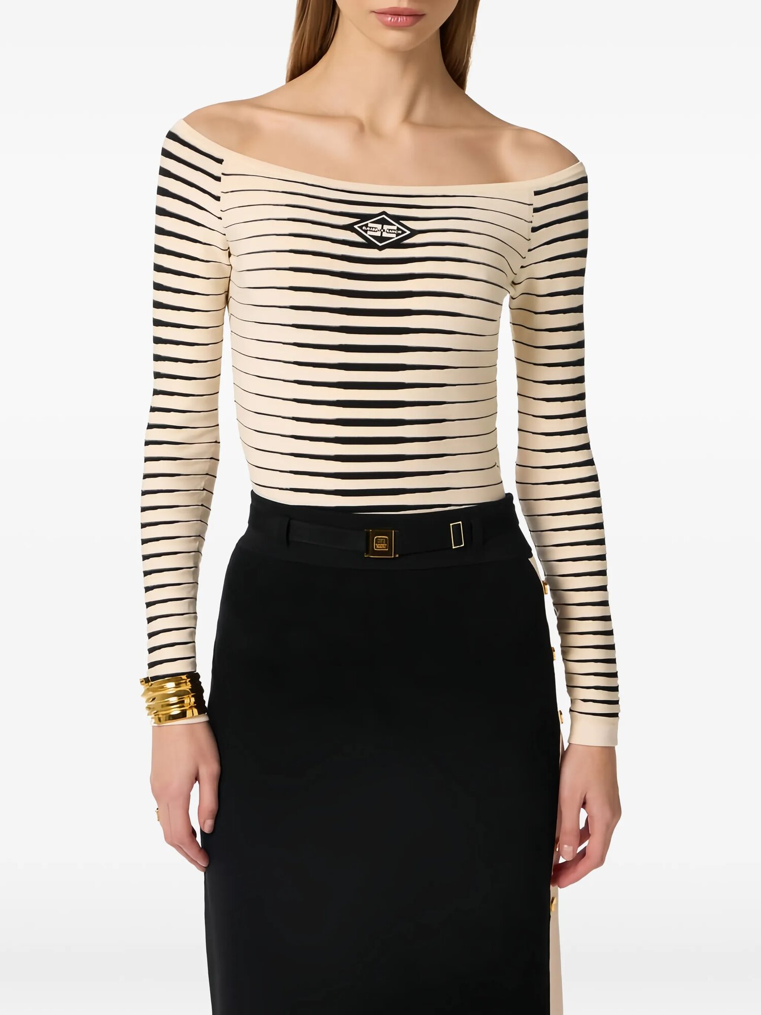 Боди бельевое Elisabetta Franchi Off-the-shoulder bodysuit, размер 38 — фото 1