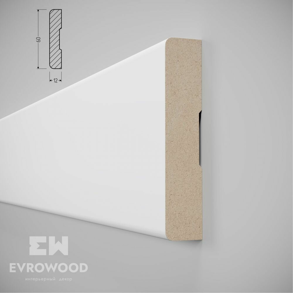 Рейка Evrowood M05 Белая Д2000хВ60хШ12 мм / Евровуд.