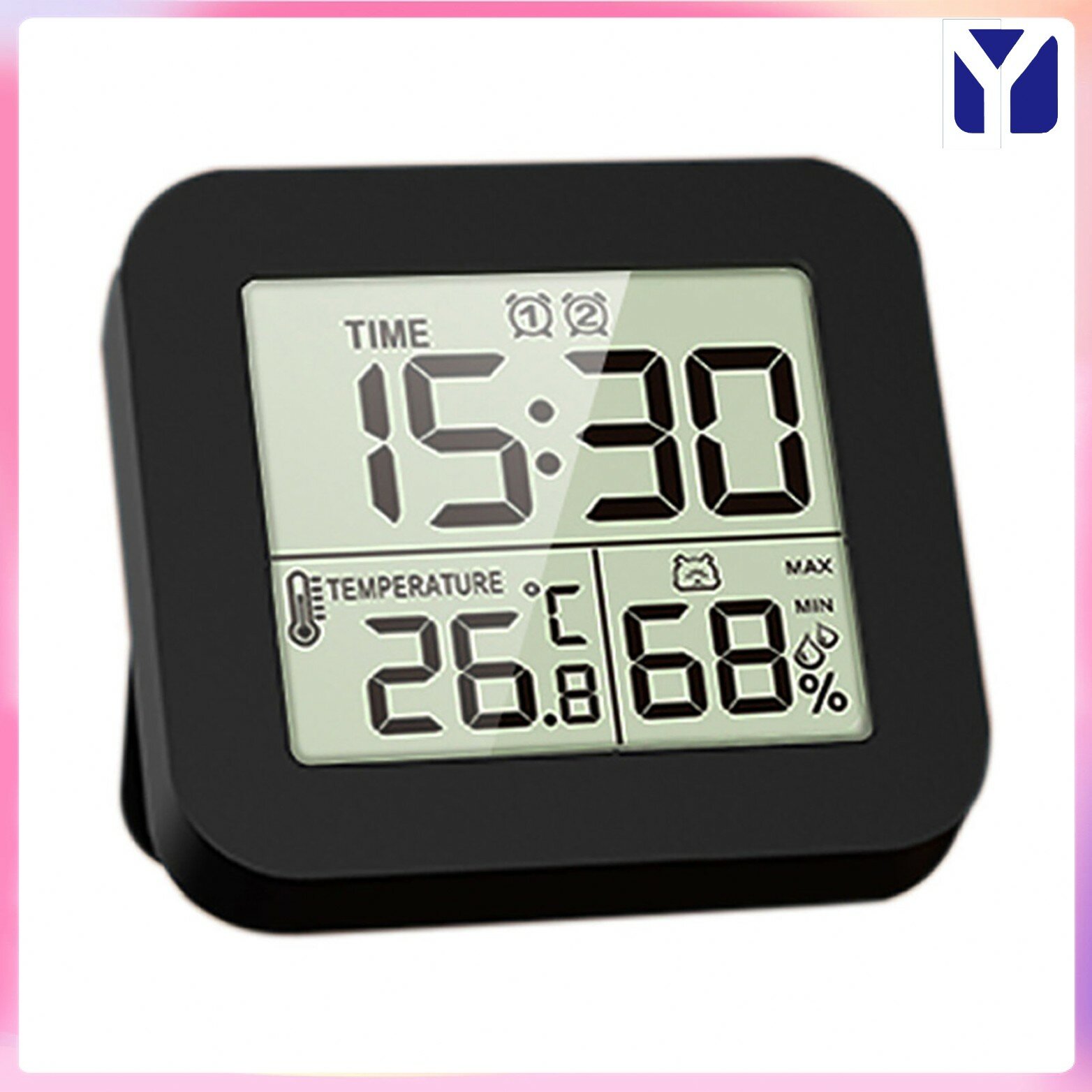 LCD Digital Display Hygrothermograph Humidity Meter Temprature Multifunctional Clock Timer Recyclable Timing Two Sets of Alarms