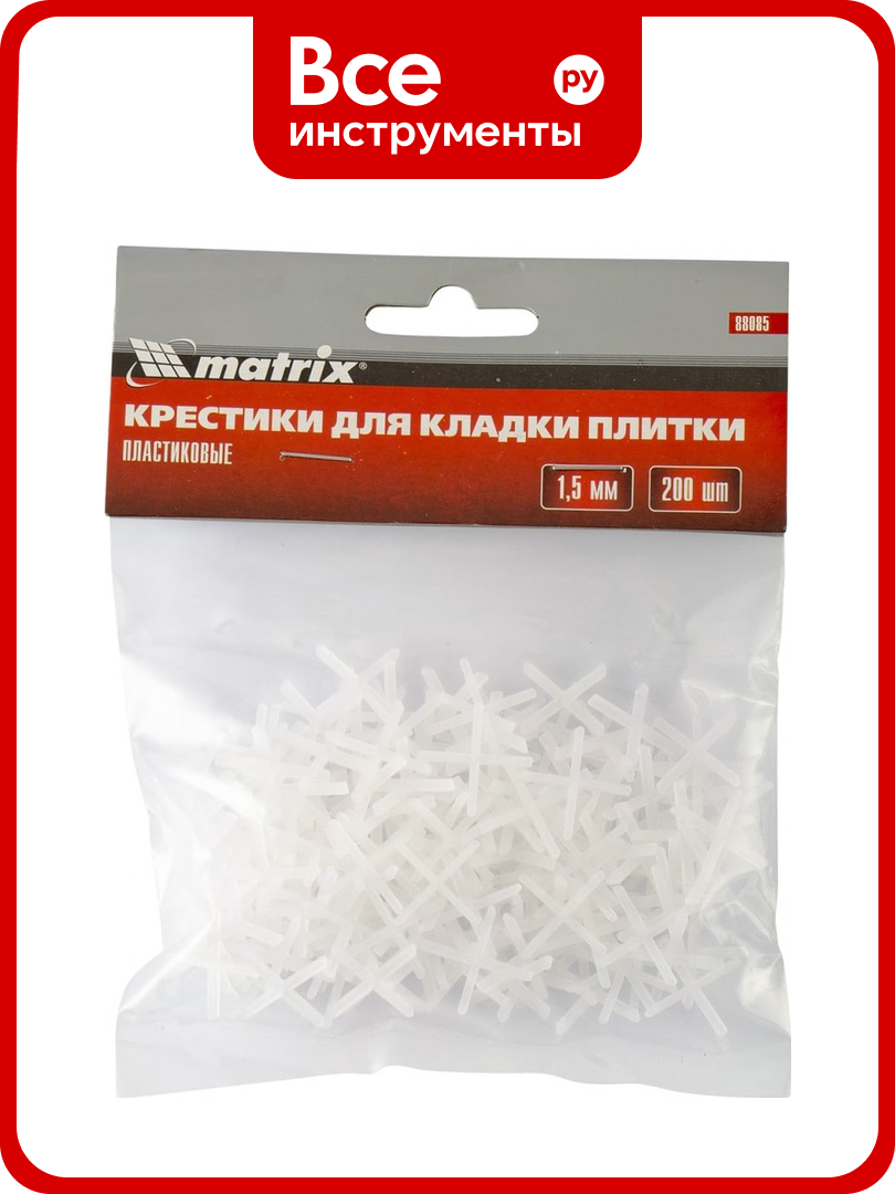 Крестики, MATRIX, (200 шт; 1.5 мм) для кладки плитки MATRIX 88085, создания идеально ровных межплиточных