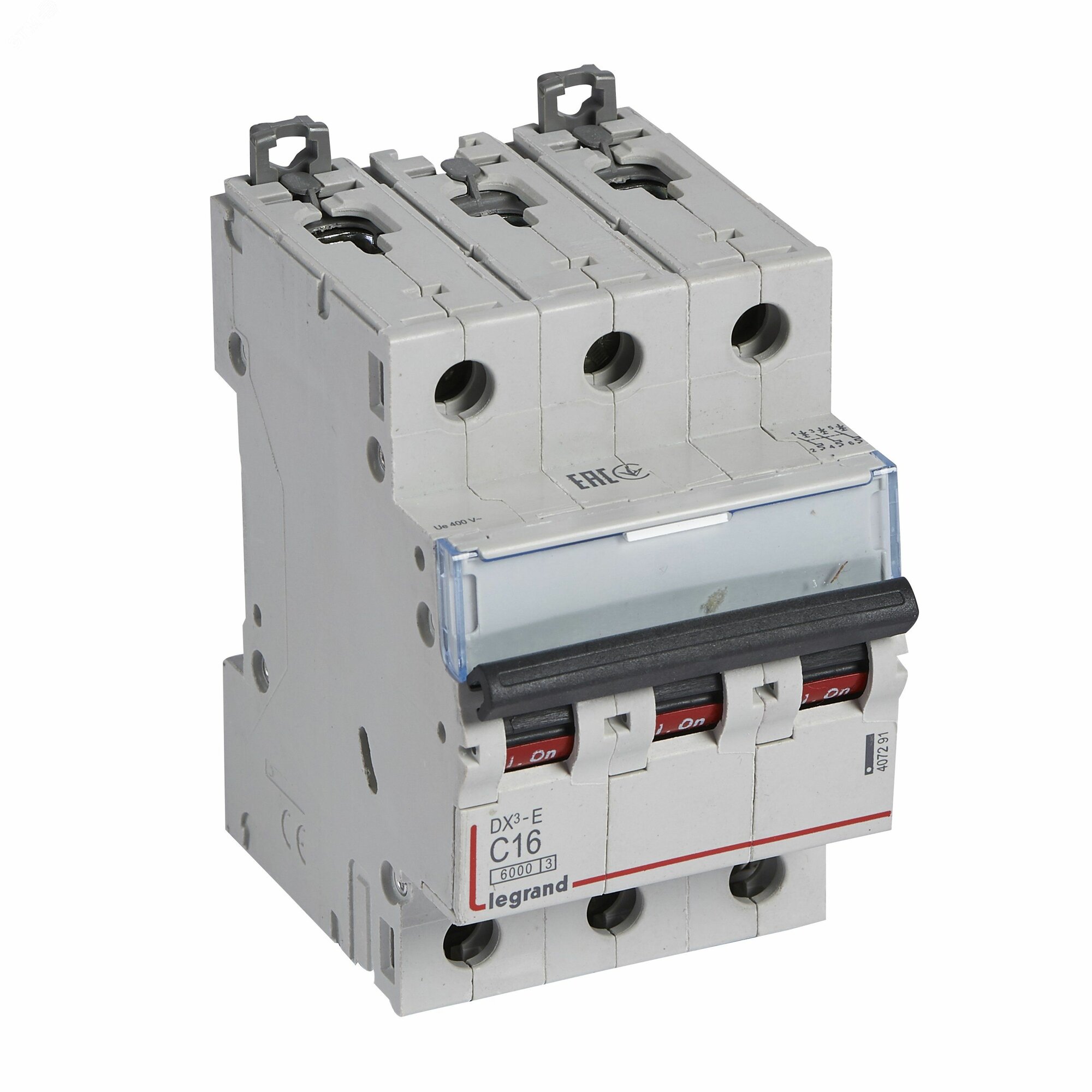Выключатель автоматический трехполюсный 16А C DX3-E 6кА 407291 Legrand