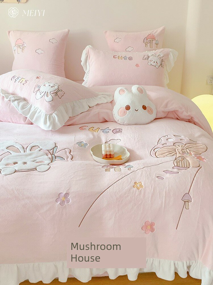 Комплект постельного белья Meiyi Home Textiles: милый детский утолщенный зимний комплект из четырех предметов из