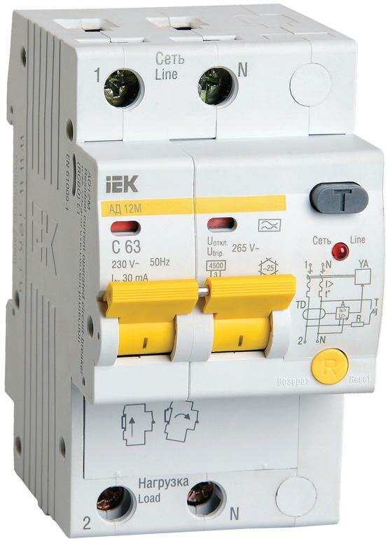 Iek MAD12-2-016-C-030 Диф. автомат АД12М 2Р С16 30мА ИЭК