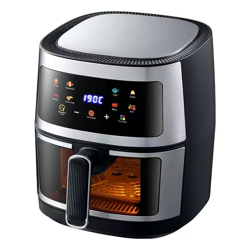 Аэрогриль электрический 2400W – аэрогриль с двумя чашами Tefal, быстрое приготовление, хрустящий внешний слой зелёный серебристо-черный