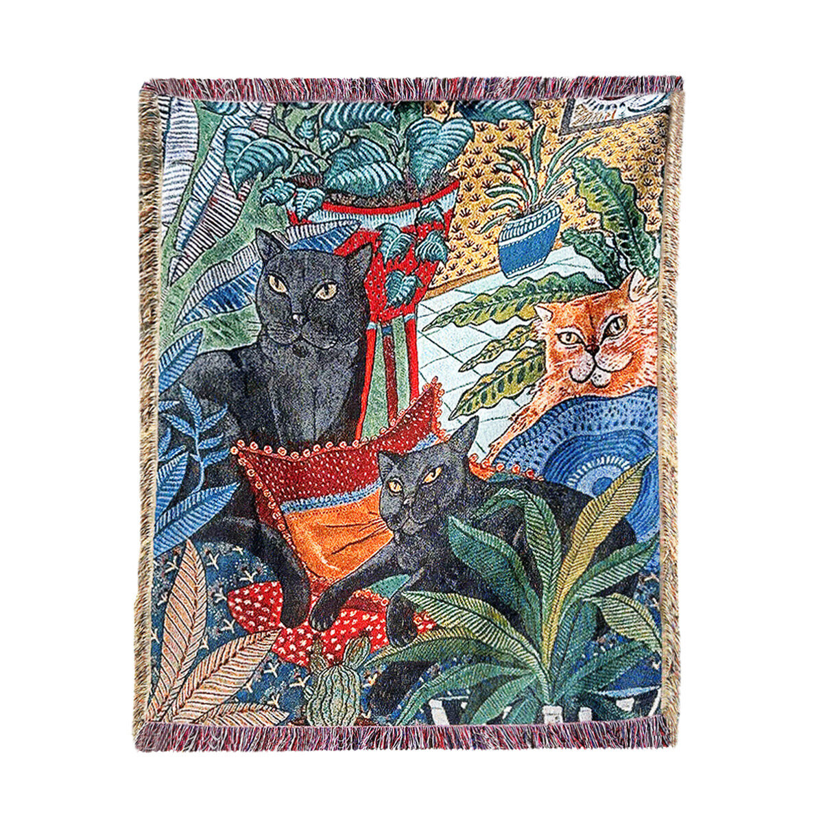 Покрывало плед декоративный, Походное одеяло, чёрный кот, 130x160 cm