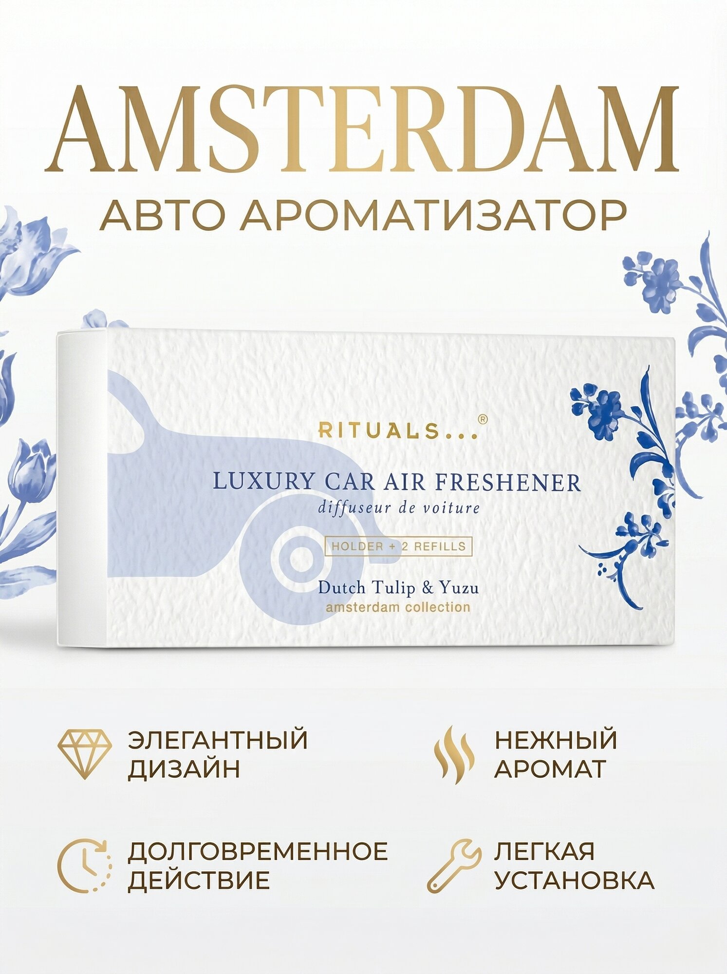 Ароматизатор для автомобиля с 2 сменными блоками Rituals Amsterdam с ароматом тюльпана и японского юдзу