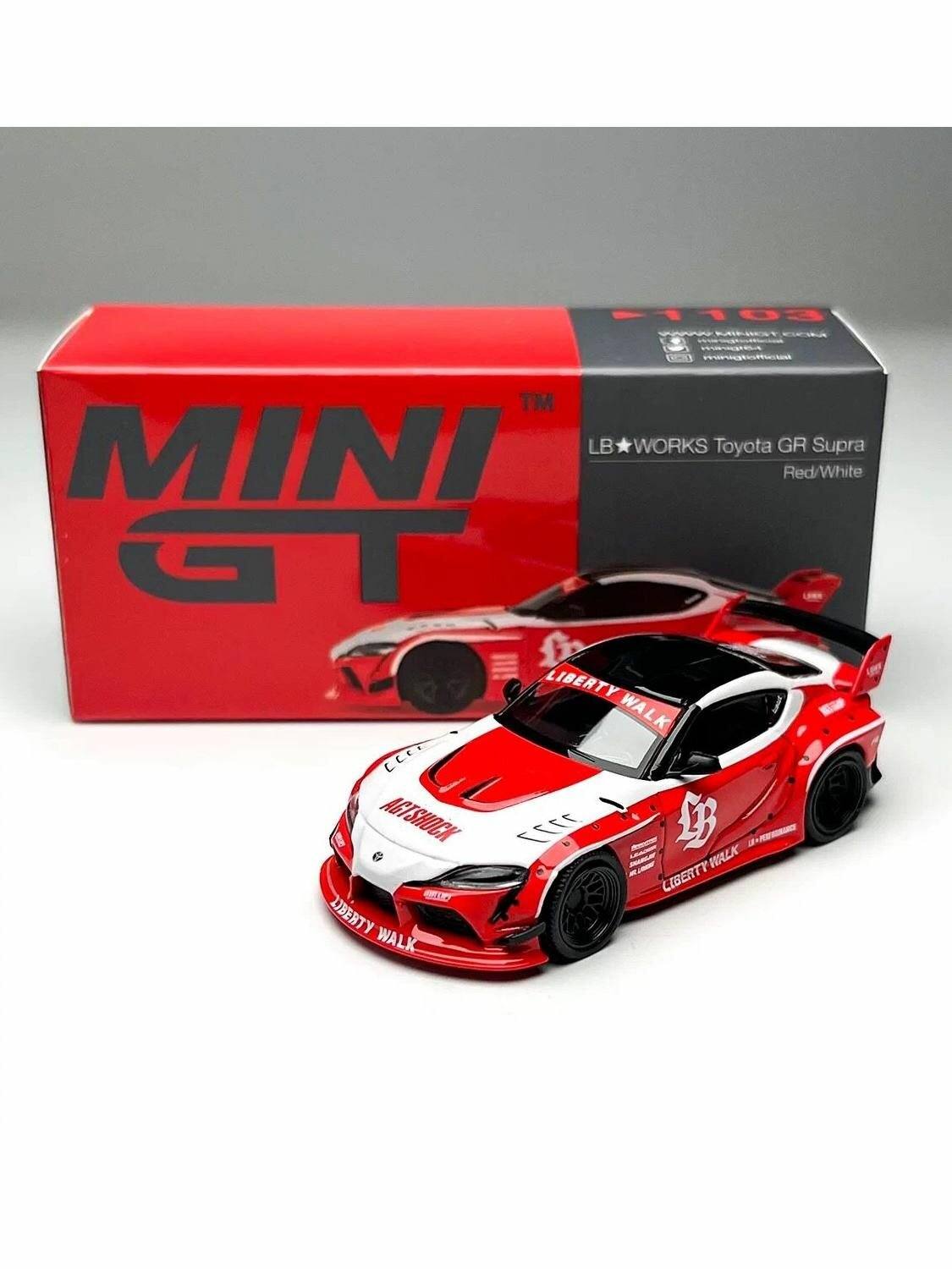 Машинка TSM MINIGT 1/64 minigt #1103 Toyota GR Supra LB Red White Die-cast Alloy Car Model Collection Gift
