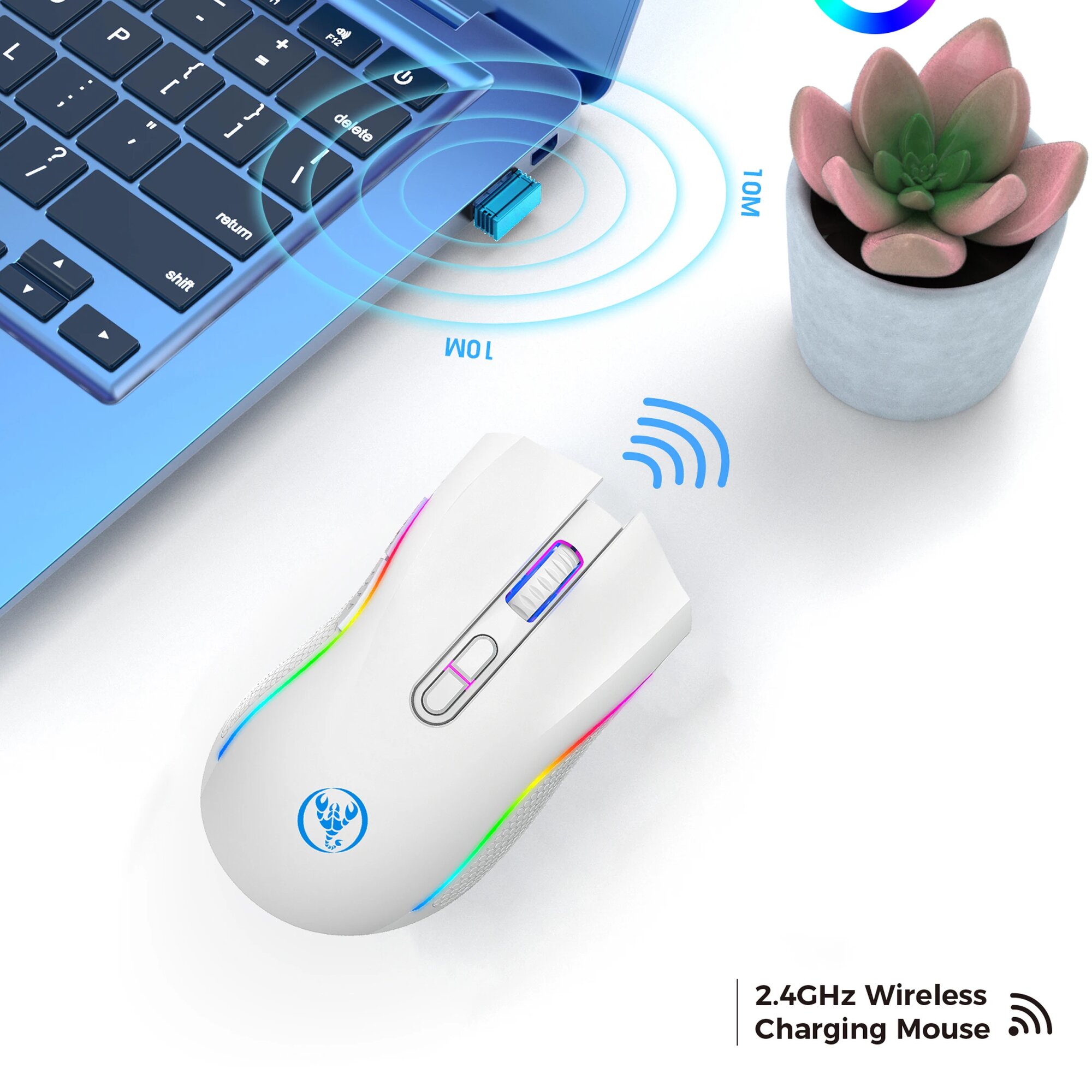 Беспроводная игровая мышь HXSJ 2.4ГГц, RGB подсветка, мультяшная тема