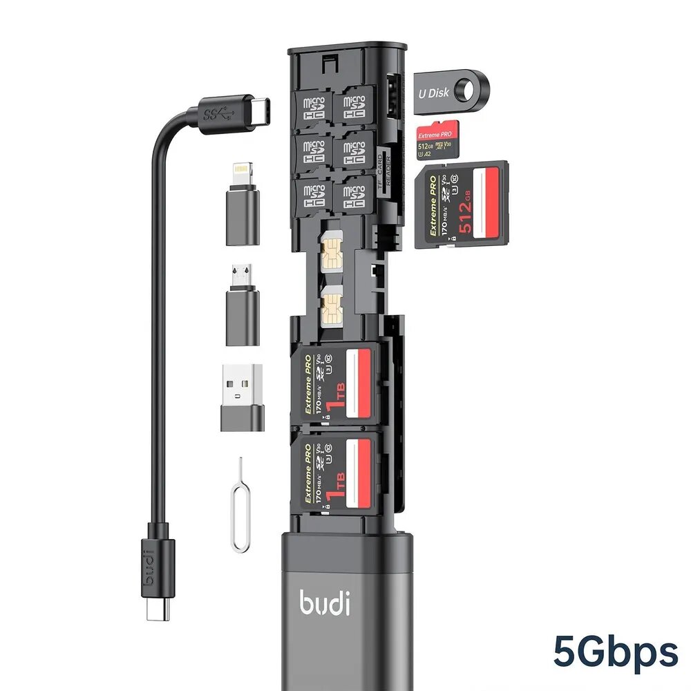 Многофункциональный кабель для чтения карт SD 9 в 1, адаптер USB 3.0 Type-C, 5 Гбит/с d1q5