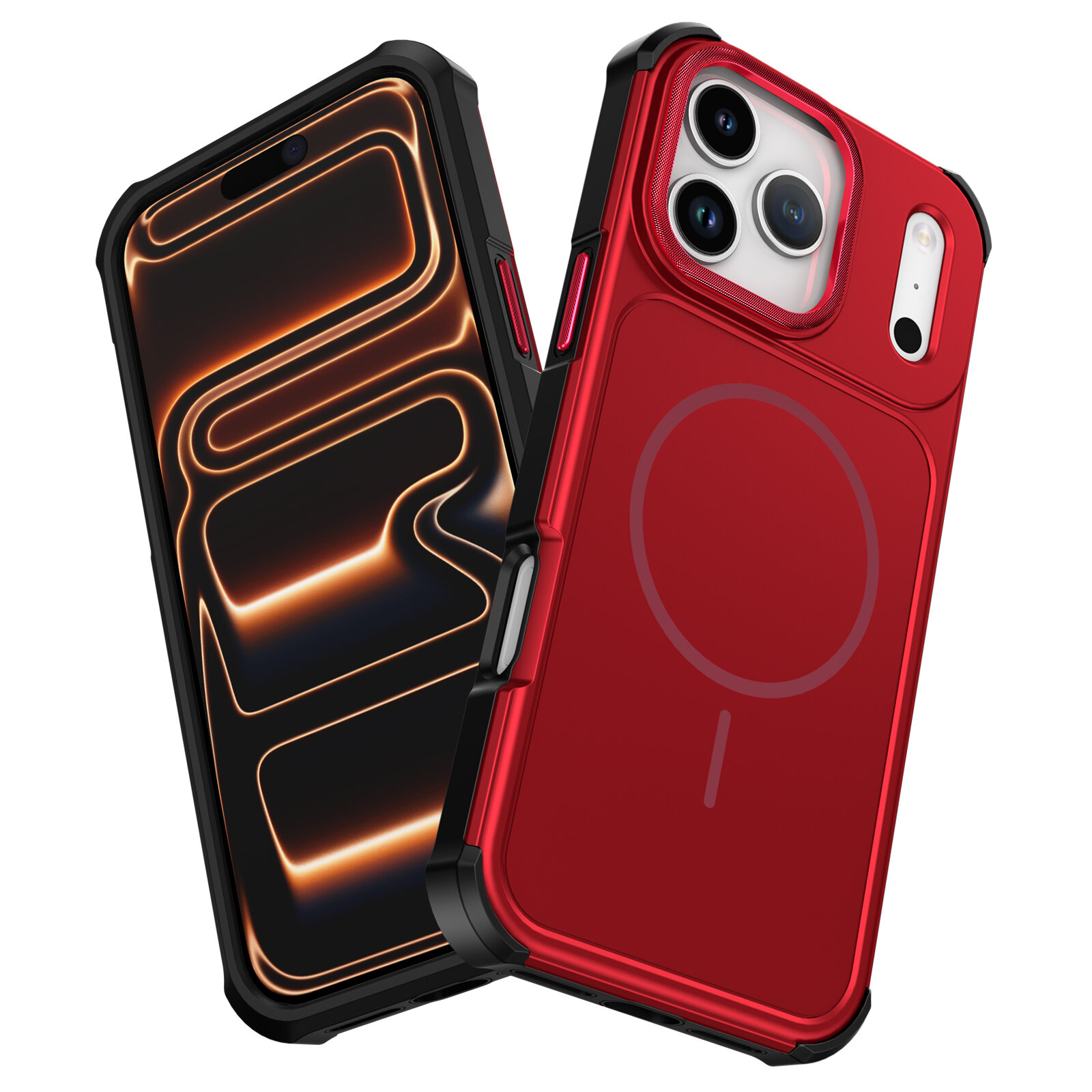 Чехол для Apple iPhone 17 Pro / Айфон 17 Про, soft touch, чехол-кардиомонитор, поликарбонат (PC), защита камеры, ударопрочный, усиленные углы, Apple, Apple iPhone 17 Pro, red,