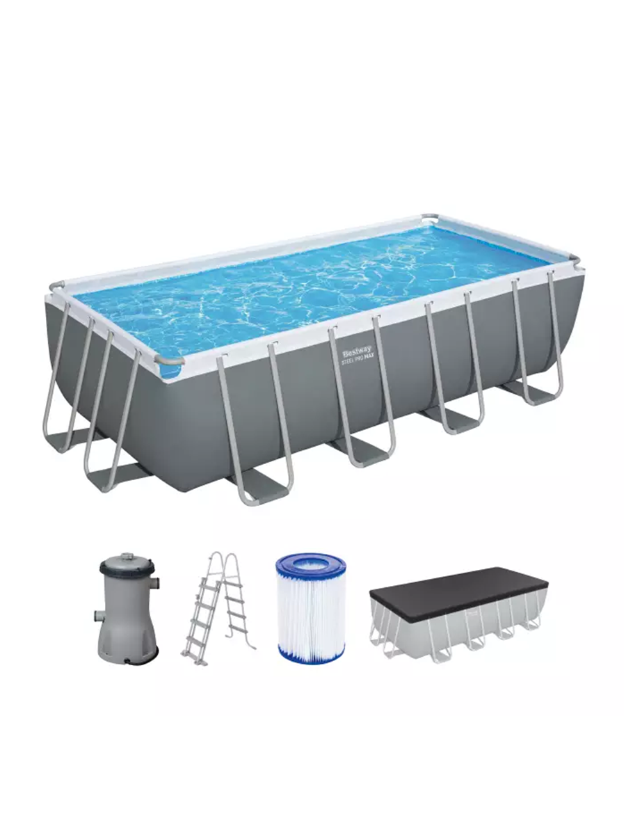 Каркасный бассейн Bestway Power Steel (56670 BW) серый, 488х244х122см, 11532л, фил.-насос 3028л/ч
