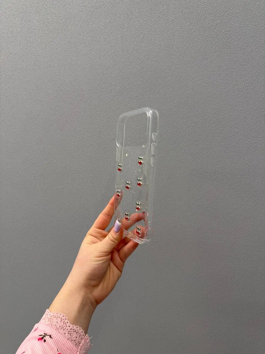 Чехол "Вишни", для iPhone 17 Pro Max, защита от ударов, беспроводной заряд, прозрачный — фото 1