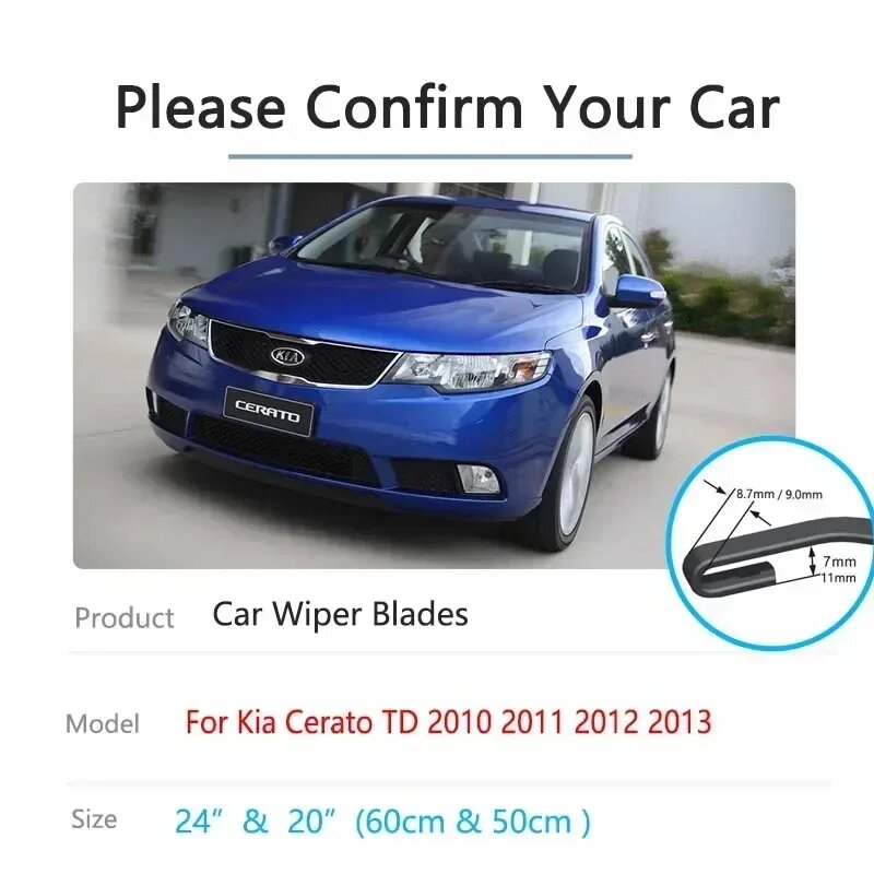 Для Kia Cerato Koup TD седан хэтчбек купе 2010 2011 2012 2013, ветровое стекло, передние щетки стеклоочистителя, резак, шайбы, крючок U J
