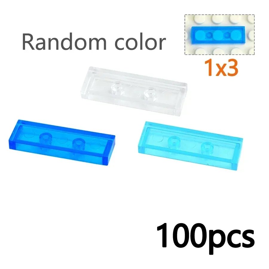100шт LEGO 1x3 блоки, цвет: Синий, Random Color