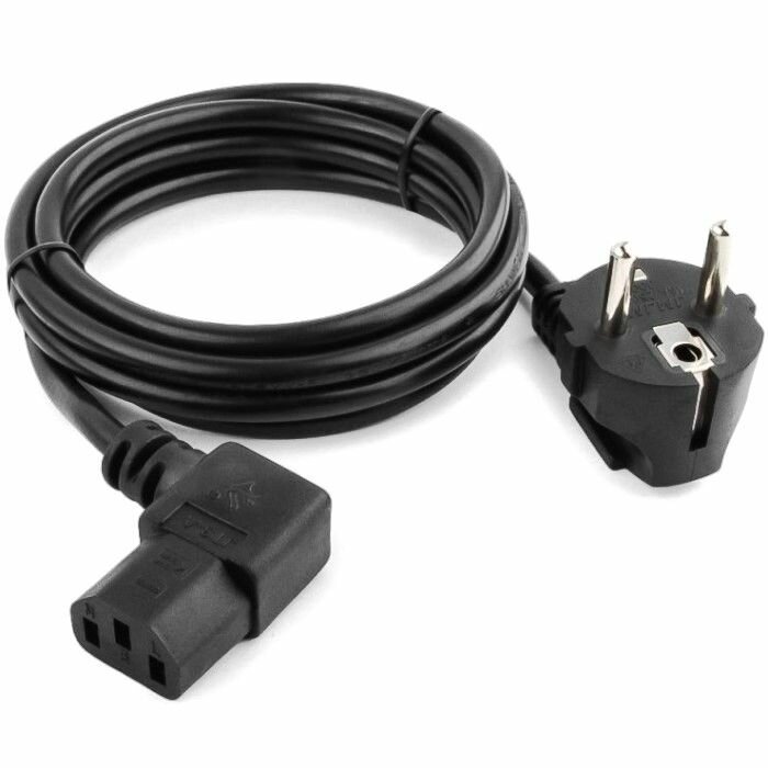 Кабель питания GoPower угловая евровилка CEE7/7(S22) - IEC C13 угловой хвостовик C13 3*0.75мм - 1.8 метра