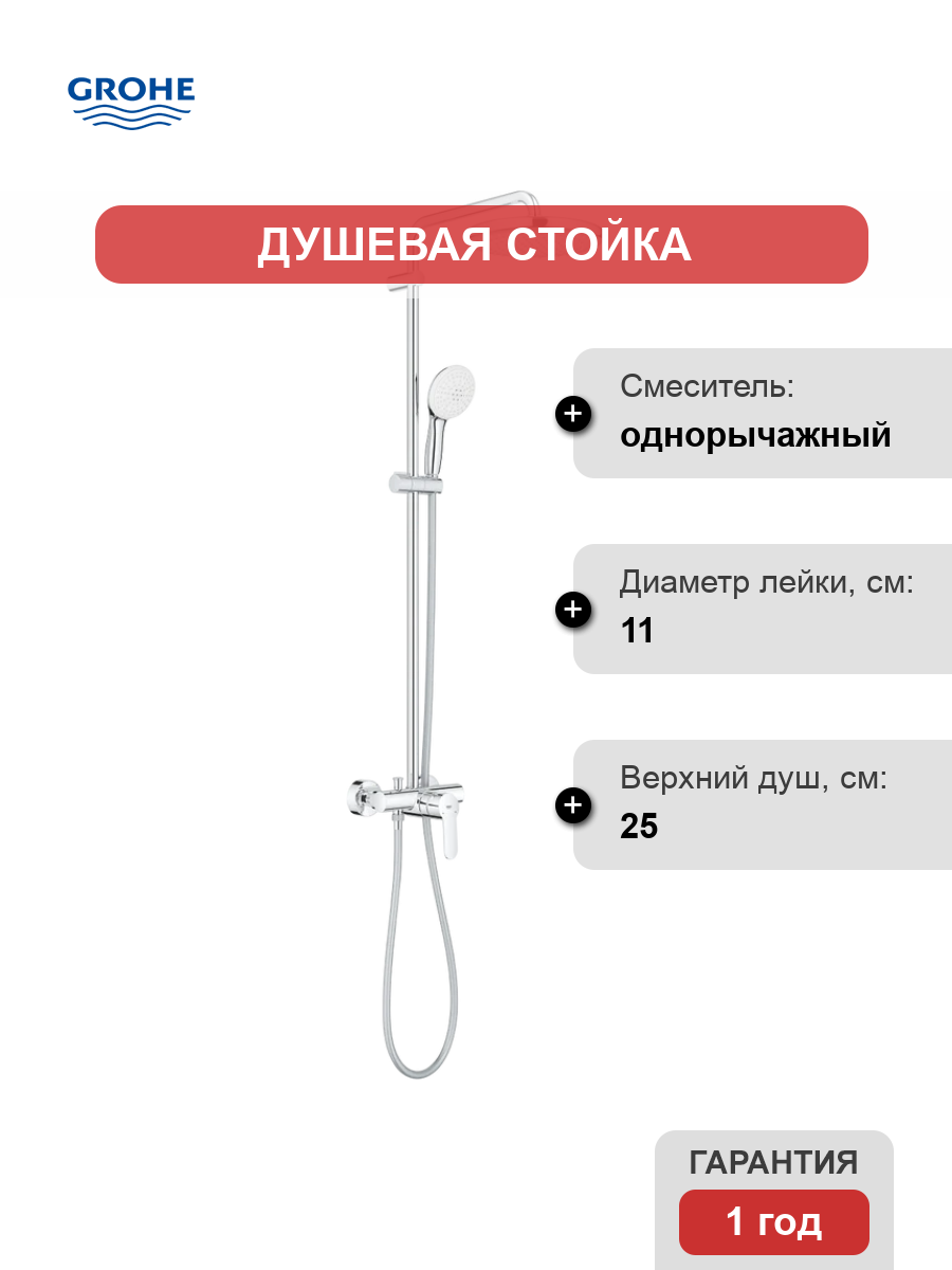 Душевая стойка Grohe Tempesta 26673001 хром