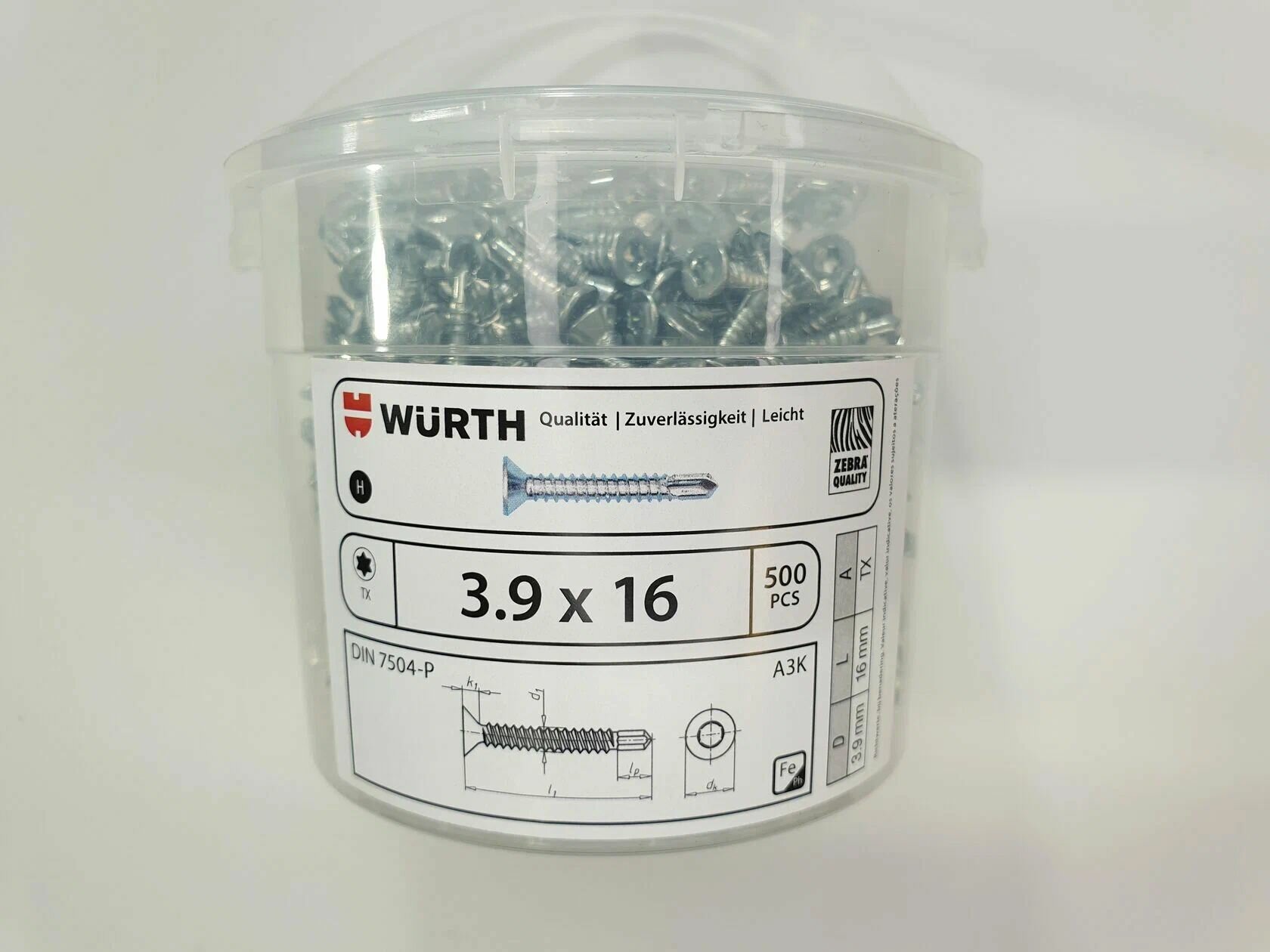 Саморез по металлу DIN 7504-P 3.9x16 (500 pcs) WURTH, Германия