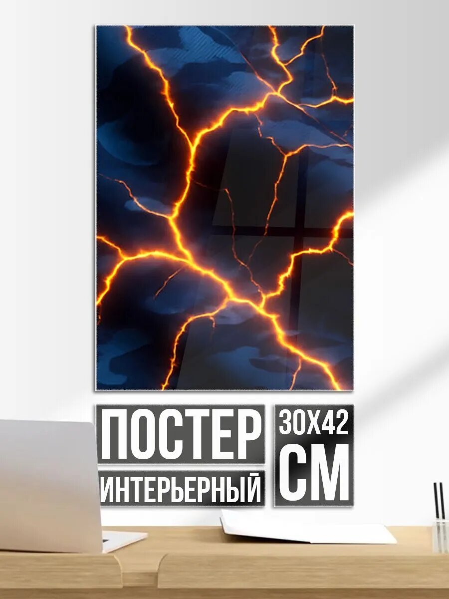 Постер на стену Молния на камуфляжной текстуре