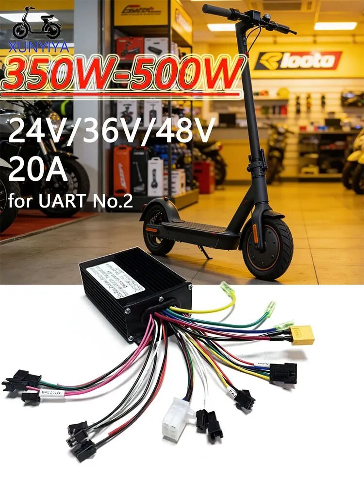 Контроллер бесщеточного синусоидального двигателя 24V/36 V/48V 350W/500W 20А, подходит для электровелосипедов с ЖК-дисплеем и интерфейсом UART № 2 (S866 TF-100 Kugoo M4 ).