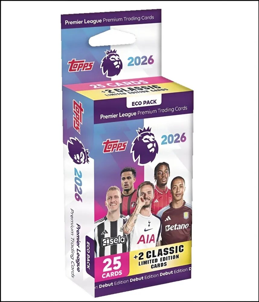 Коллекционный набор Topps Premier League Debut Edition Eco Pack 2026, эксклюзивный бестселлер для поклонников футбола