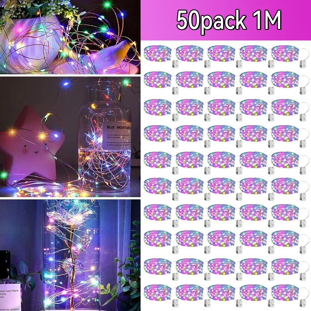 Светодиодные гирлянды NBRW, батарейное питание 50pcs color