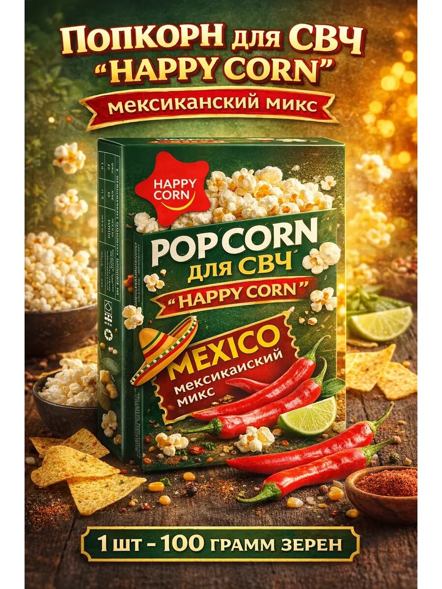 Попкорн для СВЧ HAPPY CORN мексиканский микс 100 г