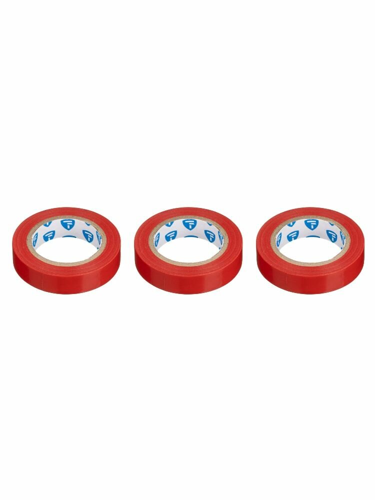 TOPFORT Изолента 15мм х 10м х 0,13мм красный, 3 шт