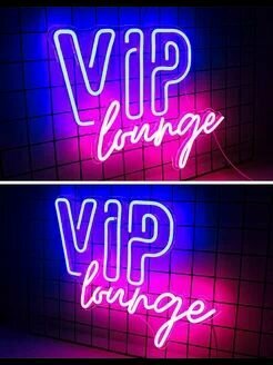 Неоновая вывеска VIP зона с LED подсветкой и питанием от USB для украшения стен в баре отеле кафе и дома в синем и розовом цвете