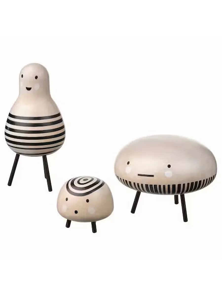 Декор IKEA DVRGTALL Давита, 3 набора, дерево/черный: фигурка