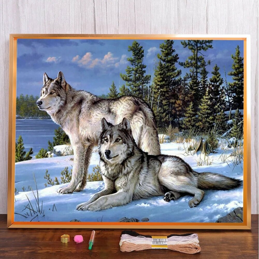 MEIAN Набор для вышивания,40x30CM,14CT, Волк