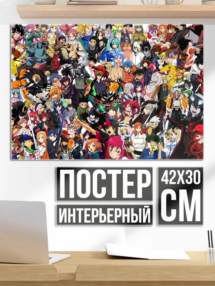 Плакат постер Коллаж аниме