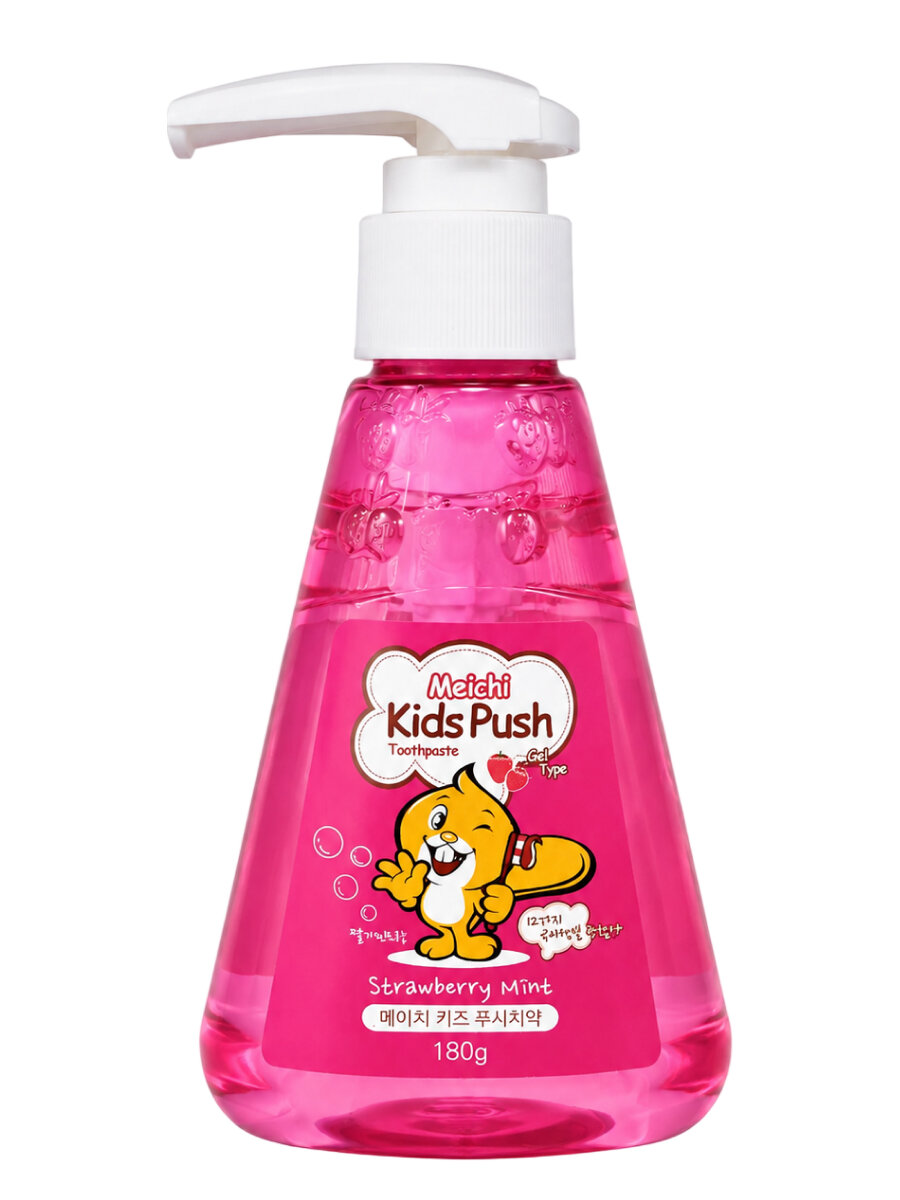 Hanil Зубная паста для детей со вкусом клубники и мяты / Meichi Kids Push Strawberry Mint, 180 г