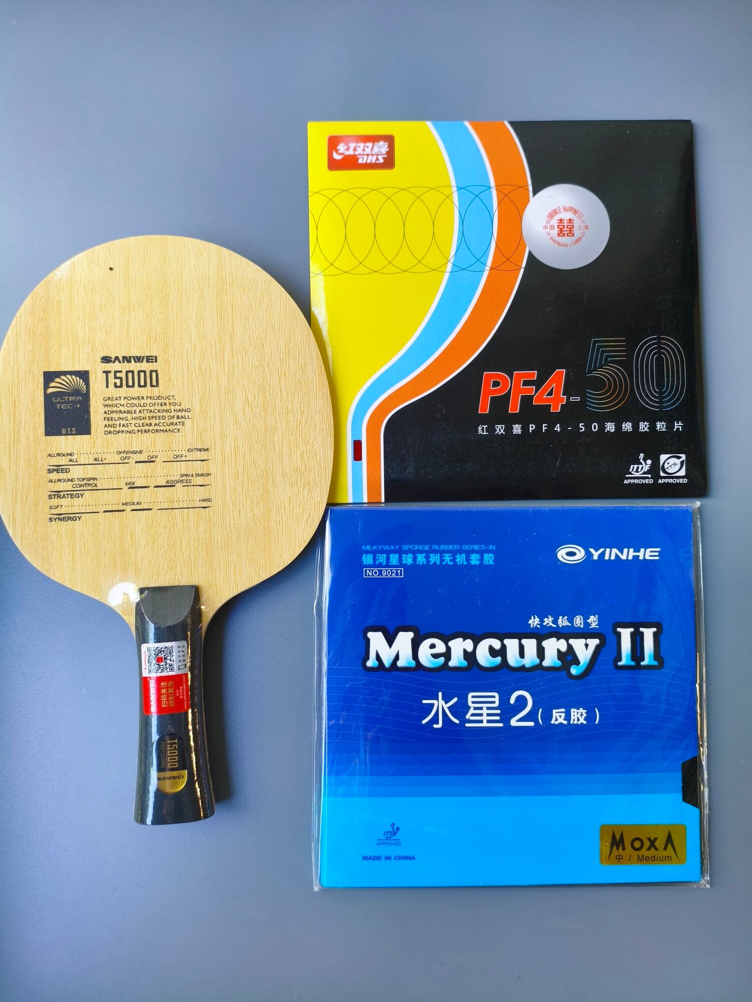 Липучки! T5000 + DHS PF4-50 + Yinhe mercury 2 / Ручная сборка
