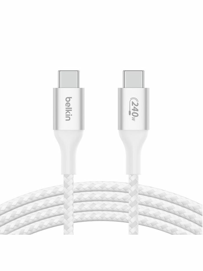 Кабель Belkin BoostCharge 240W PD 3.1 USB-C To USB-C Braided Cable. Длина: 1м. Цвет: белый