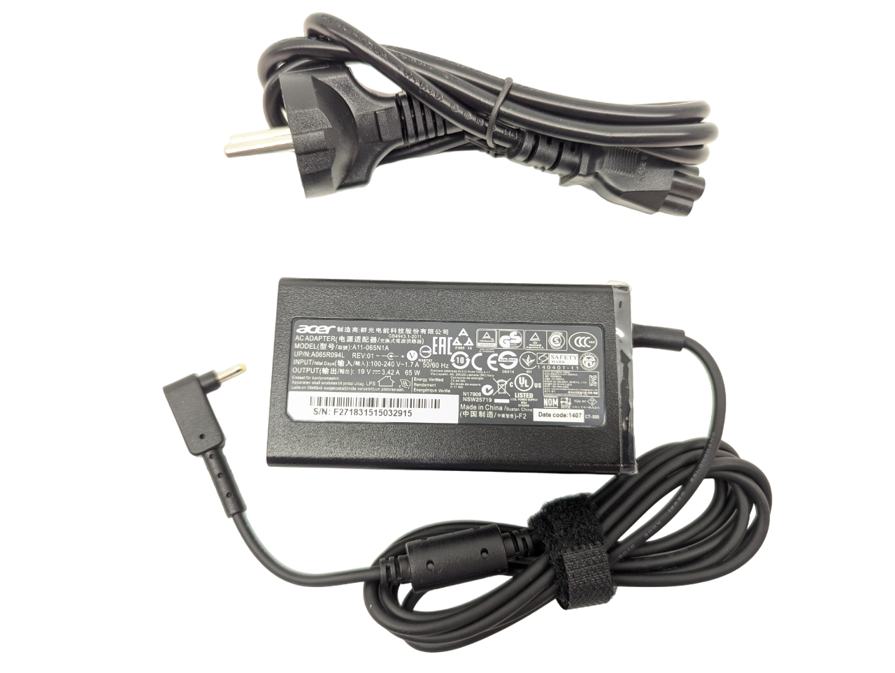 Блок питания ADP-65VH F, PA-1700-02 для Acer Aspire 3 , Swift 3 SF314, Swift 5 SF514 [19V 3.42A 65W 3.0x1.1mm]